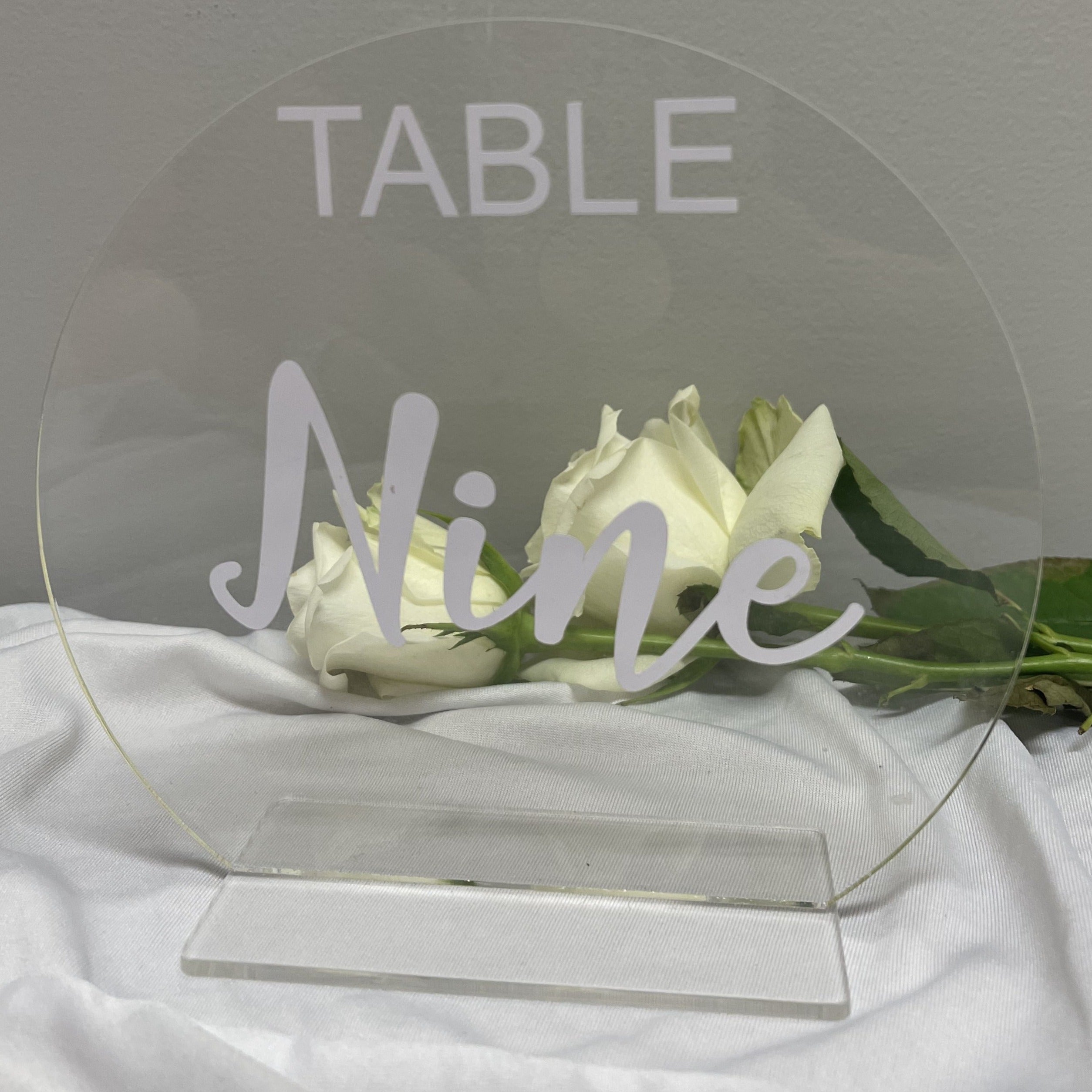 ROUND CLEAR ACRYLIC TABLE NUMBERS – Wagga Event Hire